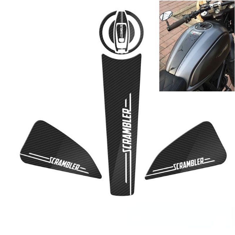 DUCATI SCRAMBLER Motorcycle 3D Carbon Fiber Tank Protectors Stickers ...