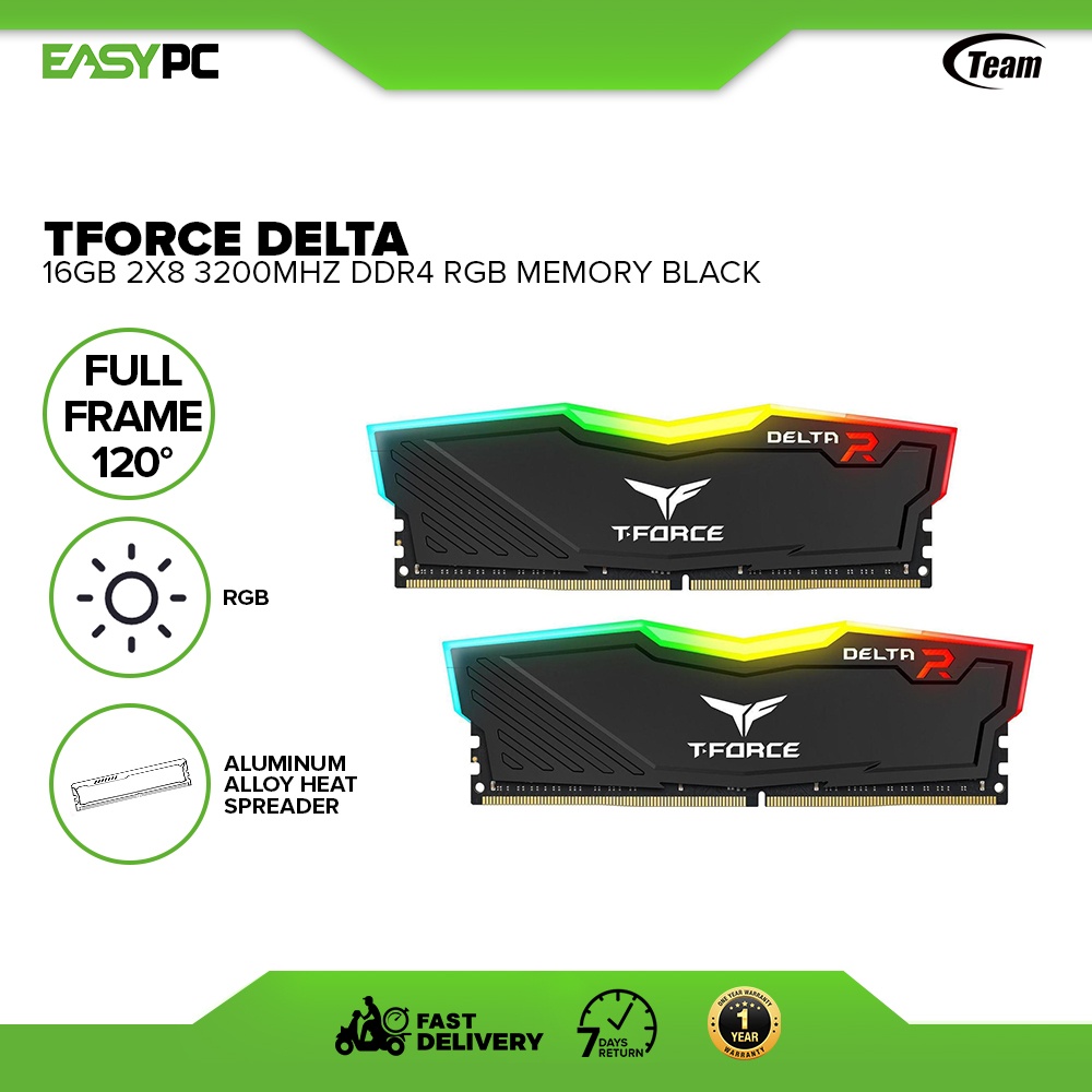Team Elite T-Force 16GB (2x8) Dual Kit 3200MHz Ddr4 RGB, Intel and AMD ...
