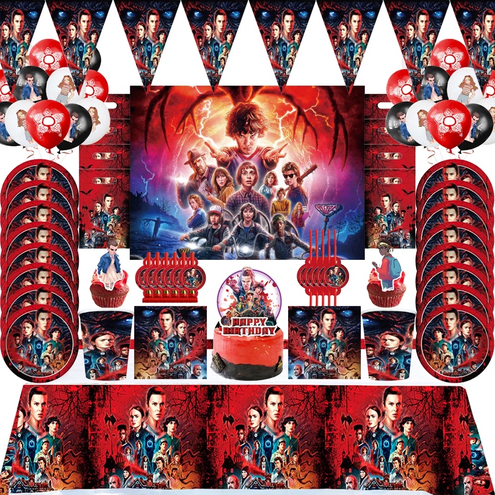 Stranger Things Party Tableware Supplies Decor Happy Birthday Banner ...