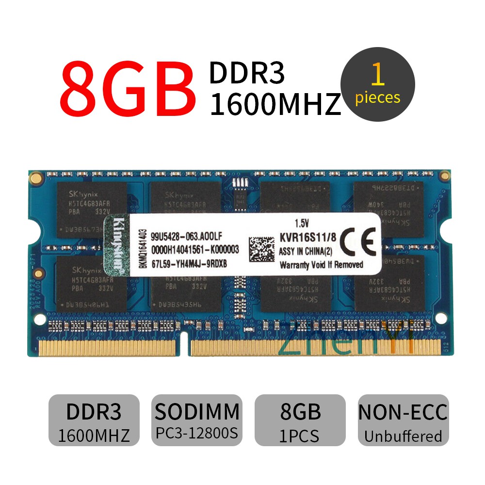 COD Kingston 8GB PC3-12800s DDR3 1600MHz KVR16S11/8 SODIMM Laptop Memory RAM notebook AD38 ...