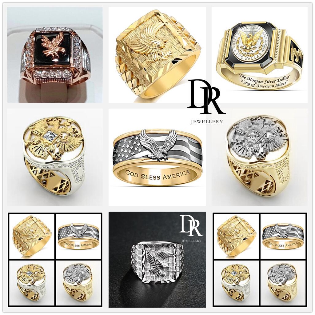 DR Jewelry Fashion Korean Accessories Men Stainless Rings Golden Silver ...