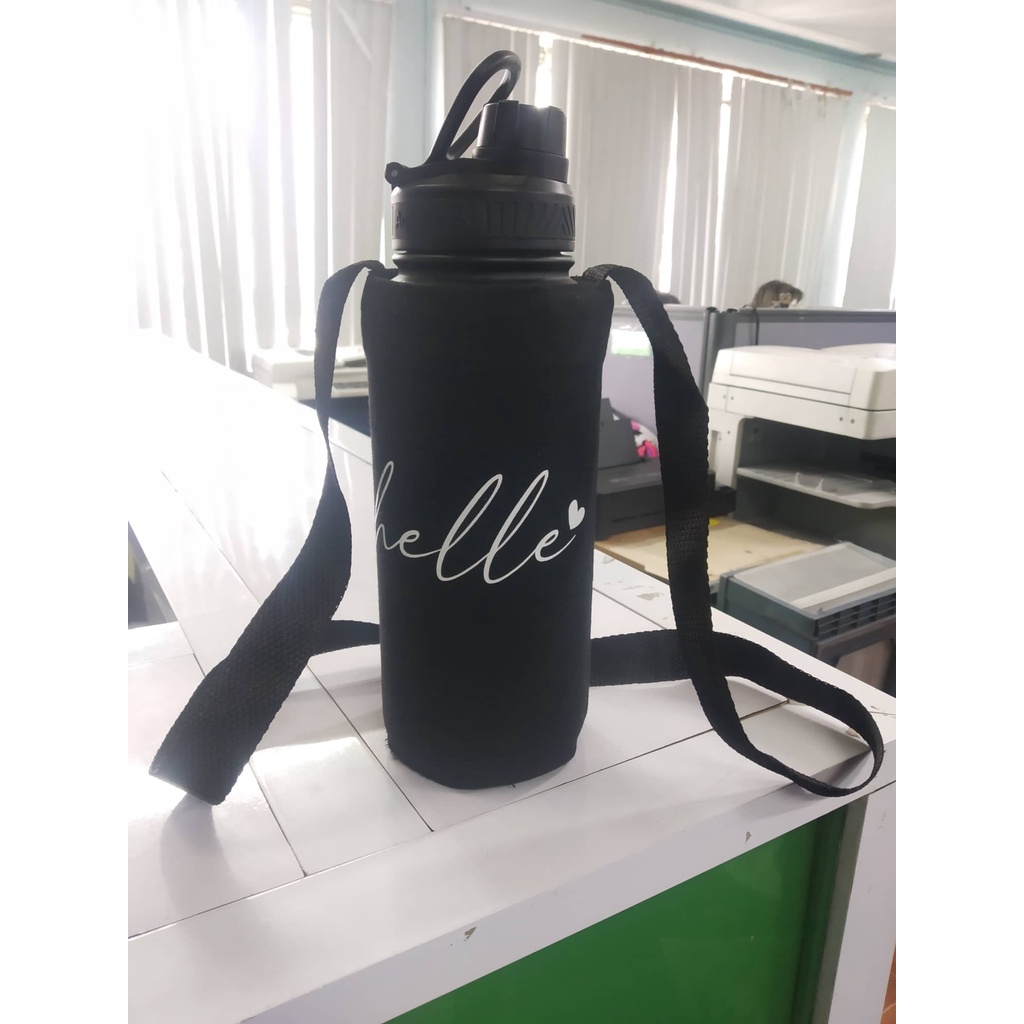 Personalized Canvas Tumbler Bag Black/ White (tumbler not included ...