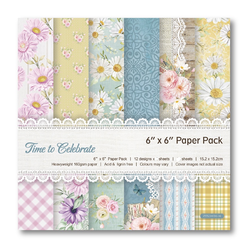 Paper Pack 6"x6"Time to Celebrate 12 sheet Art Background Paper Card ...