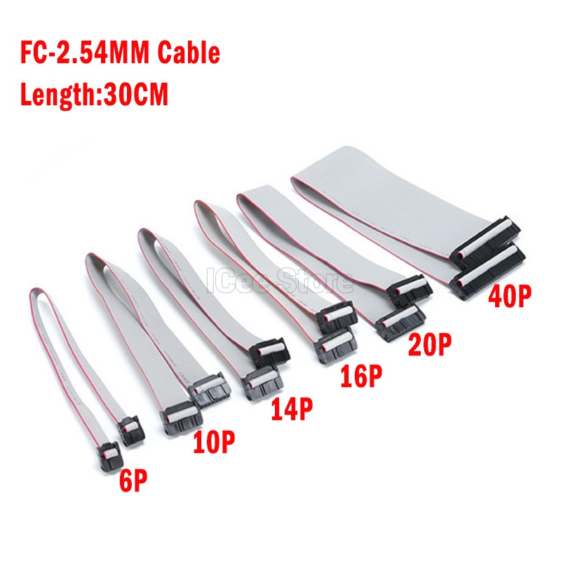 2.54MM Pitch FC-6/10/14/16/20/40 PIN 30CM JTAG ISP DOWNLOAD CABLE Gray Flat Ribbon Data Cable ...
