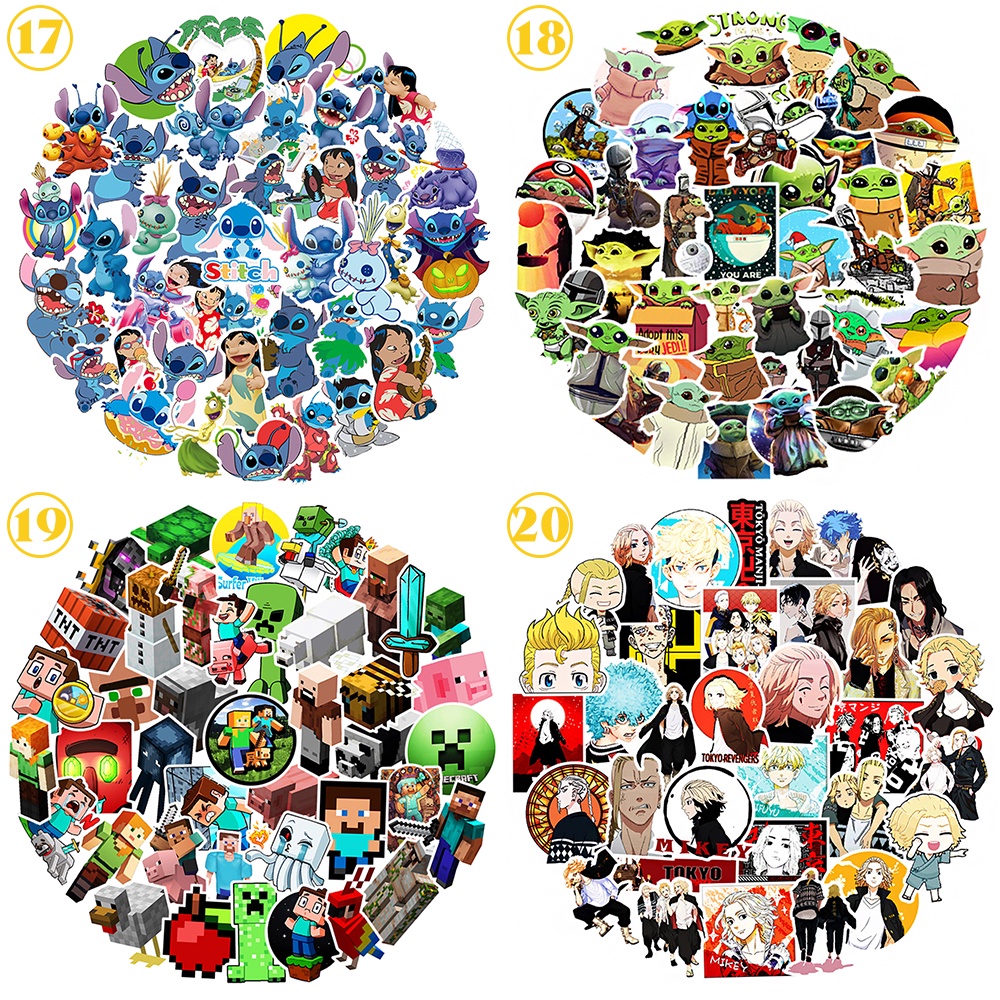 MUYA 50/100 Pcs Anime Stickers Graffiti Stickers for Laptop Waterproof ...