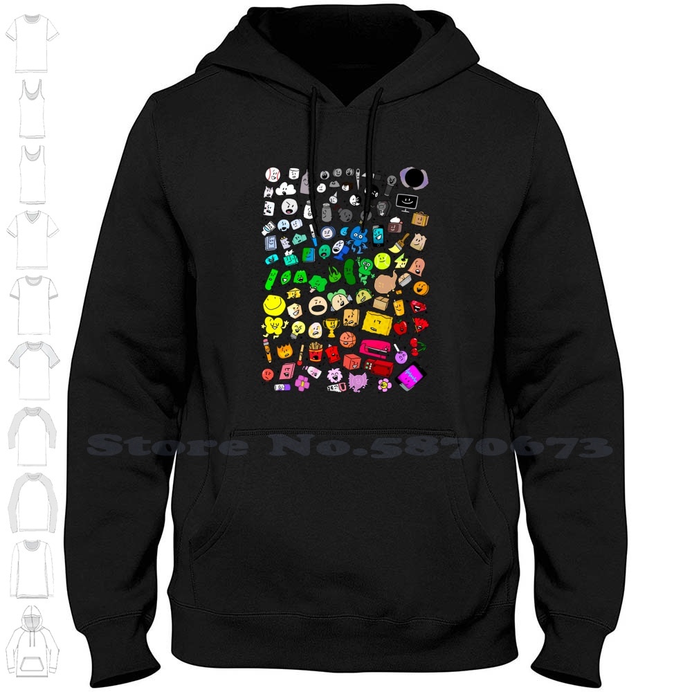 Bfdi Inanimate All Characters Transparent Streetwear Sport Hoodie ...