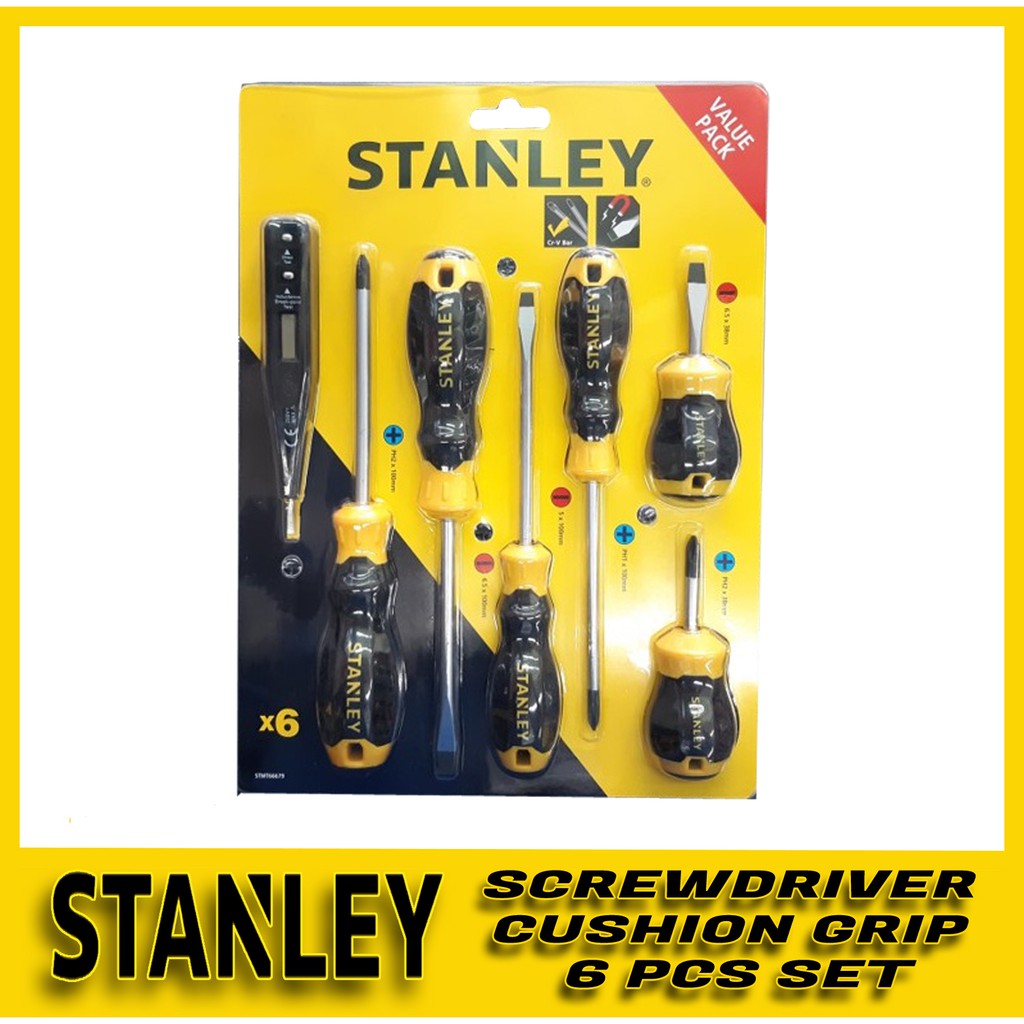 Stanley Screwdriver Cushion Grip 6 pcs Set with Digital Test Pen ...