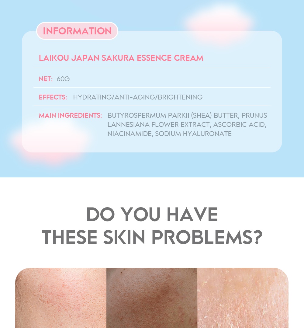 LAIKOU Japan Sakura Essence Cream Brightening Anti-aging Skin Rejuvenating Moisturizer 60g ...