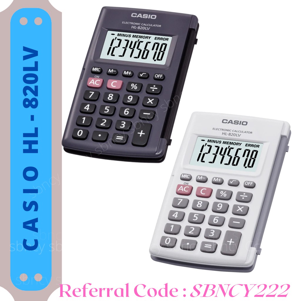 Casio Calculator Original HL820LV / HL-820 / HL820 with Cover - Black ...