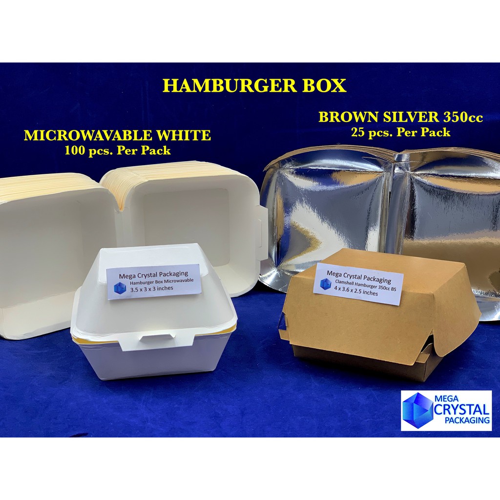 Hamburger Box Brown Silver ( 25 pcs. Per Pack ) / Hamburger Box ...