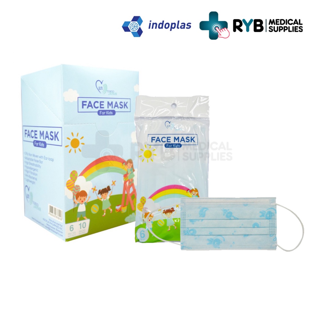 Indoplas Face Mask for Kids Blue Elite Tokyo Japan & Safeplus (SOLD PER ...