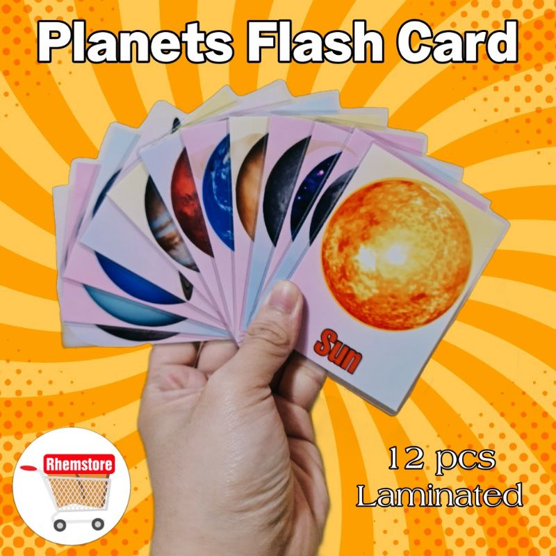 Planets Flash Card with Sun Moon Stars Laminated | Shopee Philippines