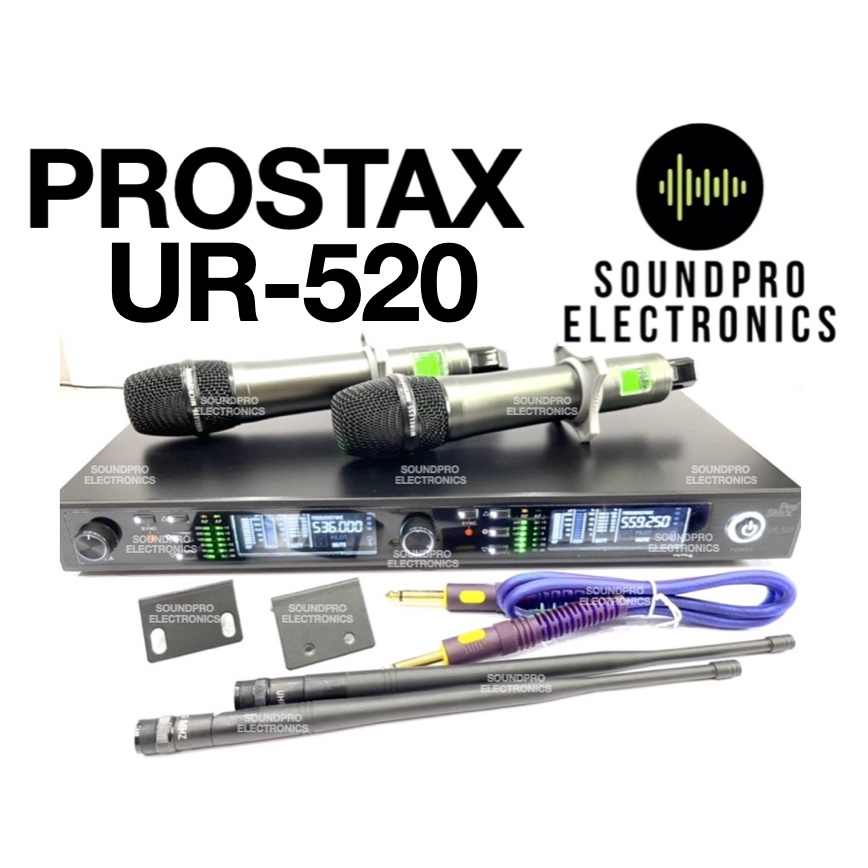 Pro Stax UR-520 UHF Dual Wireless PRO Microphone Multi Channel InfraRed ...