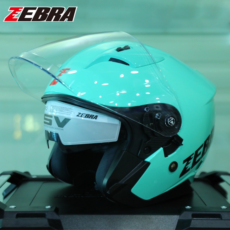 Zebra Ym-902 Plain Men Half Face Motorcycle Helmet With Dual Visor ...