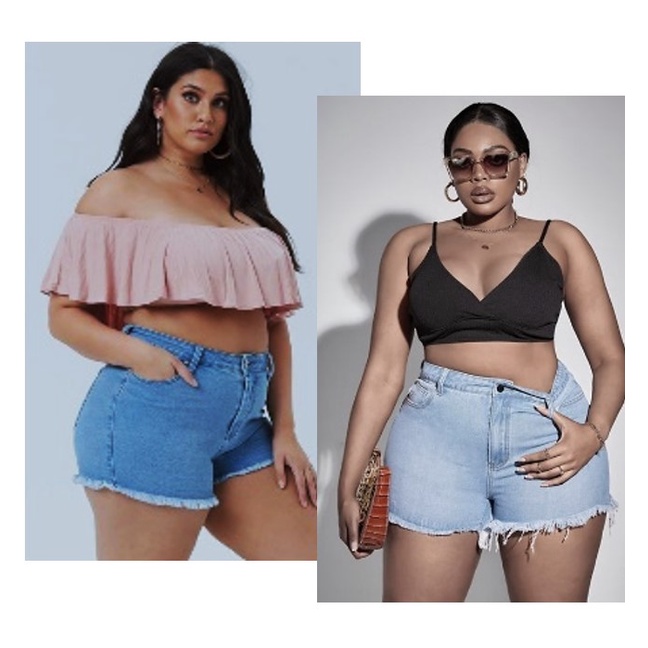 August Crop Cut Shorts Plussize Big Size Denim Maong Highwaist Strechable Sexy Booty Shorts (AUG ...
