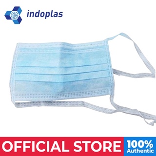 Indoplas Disposable Non-Woven Face Mask 3-ply with Tie-On 1 box (50 pcs ...