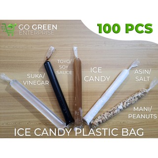 100 pcs ICE CANDY Plastic Bag PE 1.25" or 1.5" x 10"(Disposable Plastic ...