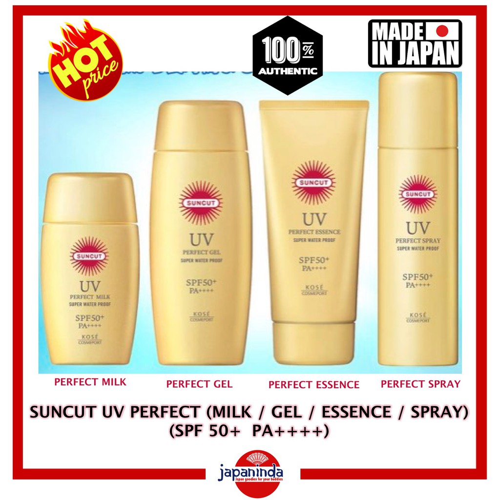 KOSE SUNCUT UV Perfect (Milk / Gel / Essence / Spray) Super Waterproof SPF50+ PA++++ | Shopee ...