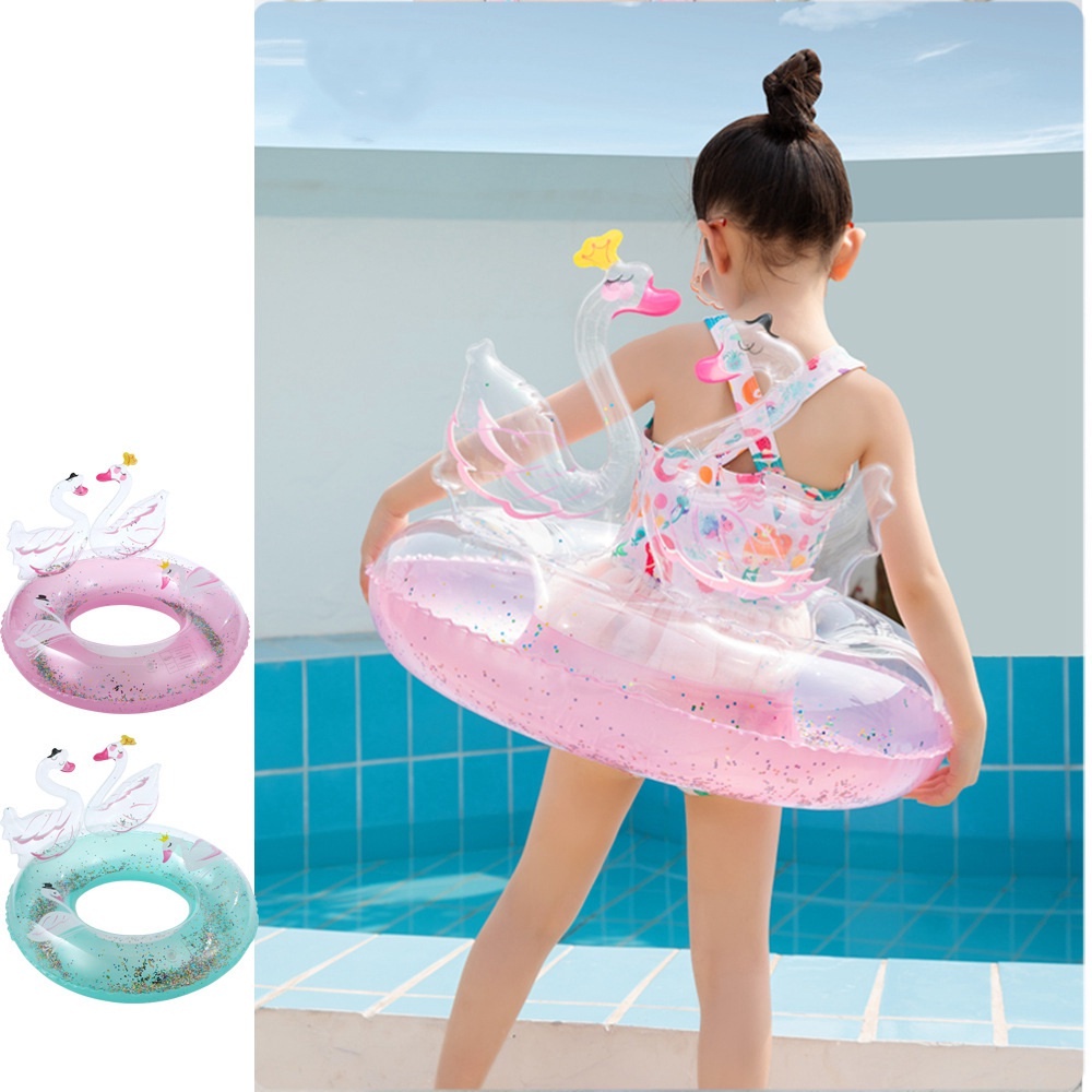 Baby Girl Swimming Ring Bling Swan Baby Pink Swimming Lifebuoy Floating ...