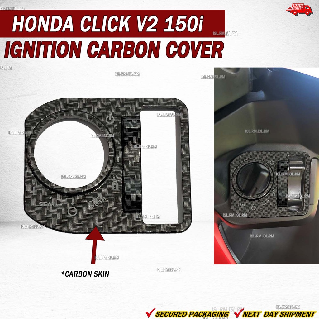 Honda click V2 150i KEYLESS ignition carbon skin cover plug and play ...