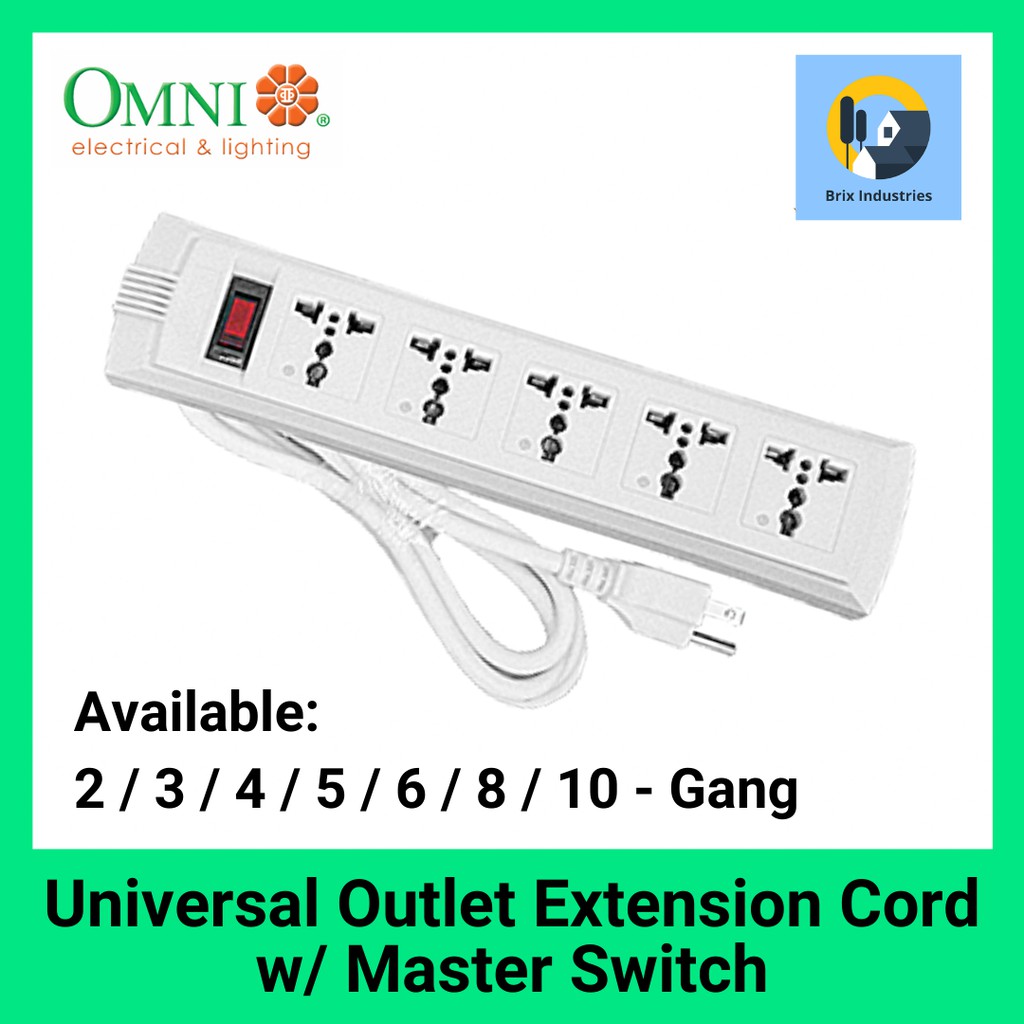 Omni Universal Outlet Extension Cord with Master Switch 1.83m Cord ...