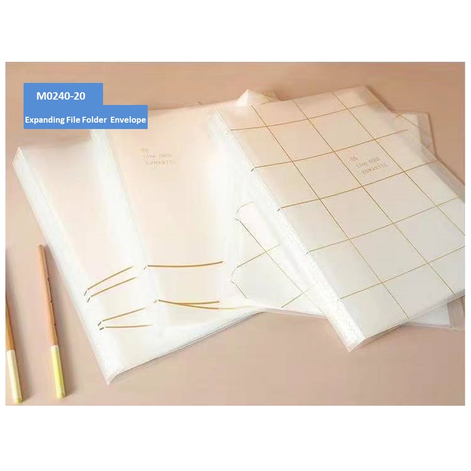 NM A4 Clear Book File Folder Envelope 20 Pockets Pastel Color Design ...