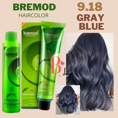 BREMOD 9.18 GREY BLUE HAIR COLOR with Oxidizer Cream (100ml) | Shopee ...
