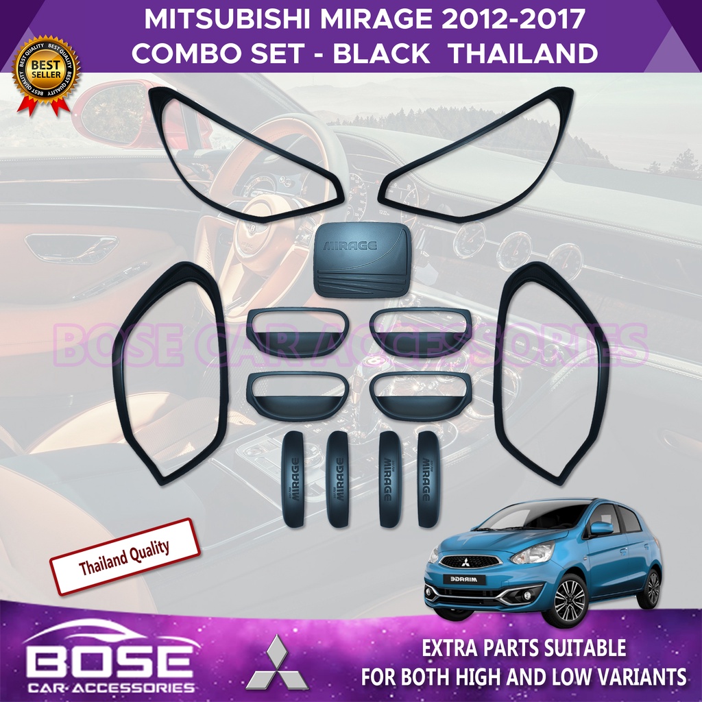 Mitsubishi Mirage G4 Sedan Garnish Cover Set Black / Chrome 2012 - 2017 ...