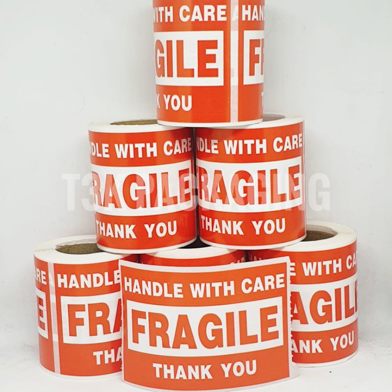 2X3 Fragile Stickers Warning Label for Parcels and Boxes 100, 200, 300 ...