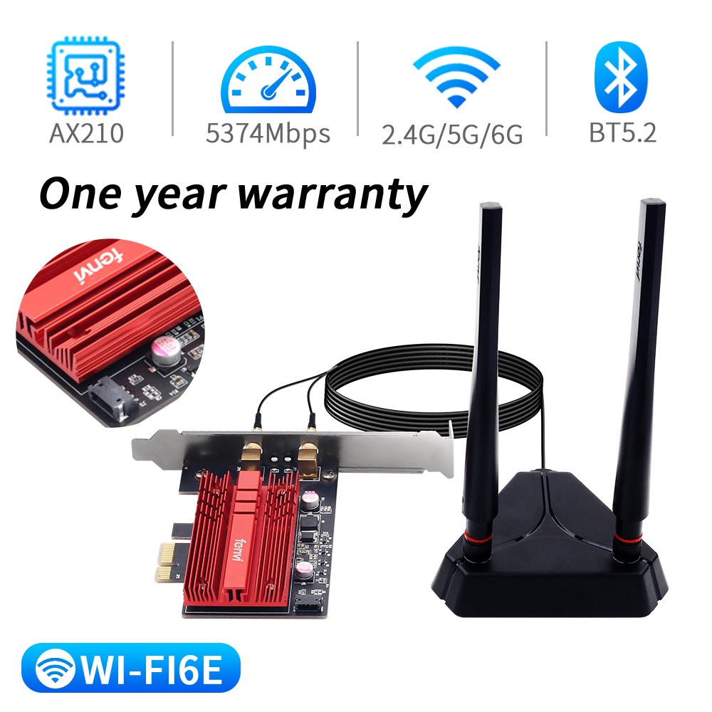 Wi-Fi 6E Intel AX210 Dual Band 2.4G/5Ghz/6Ghz MU-MIMO PCIE Wireless ...
