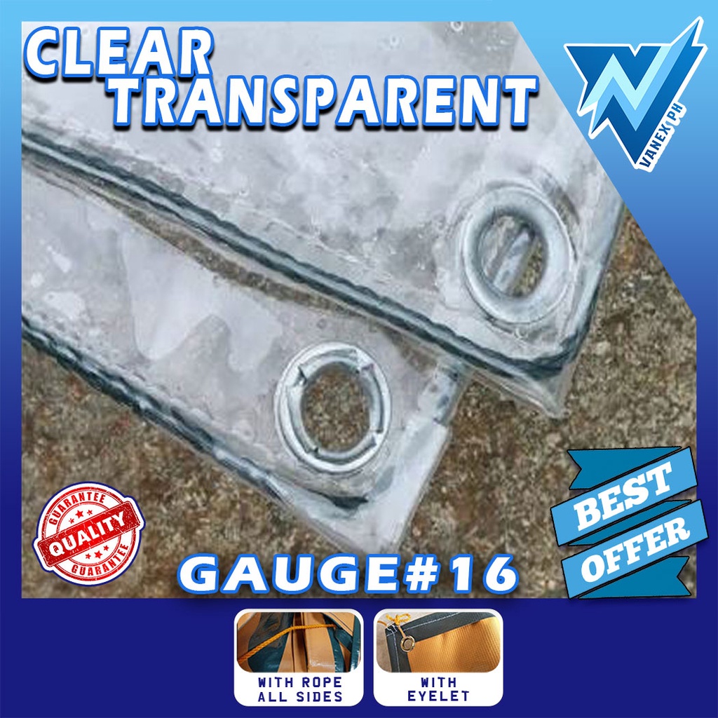 w/Freerope 8X10Feet#16 Clear Transparent Plastic Trapal Waterproof For ...
