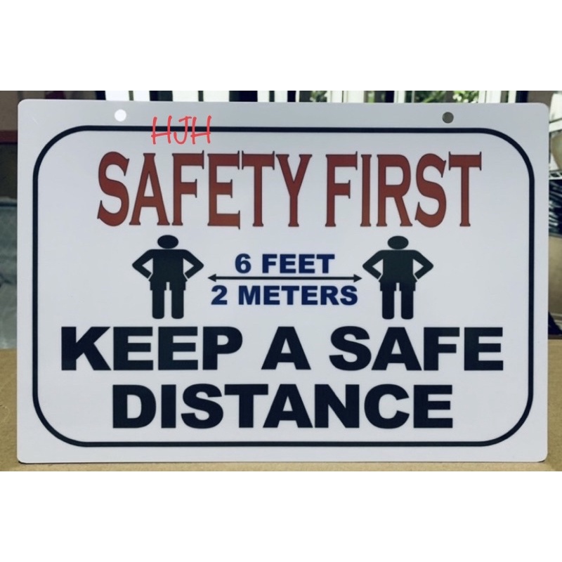Safety First Keep A Safe Distance PVC Wall Signage 7.8x11 inches ...