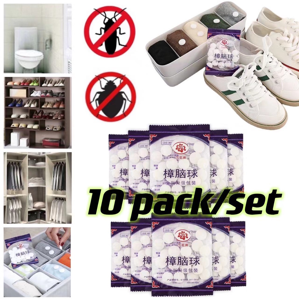 10 pack/set Natural Mothballs Wardrobe Odor Removal Insect-resistant ...