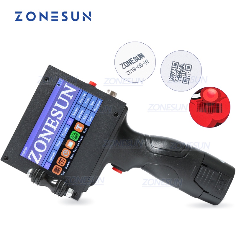 ZONESUN ZS-HIP127 Inkjet Printer Touch Screen Handheld Intelligent USB ...