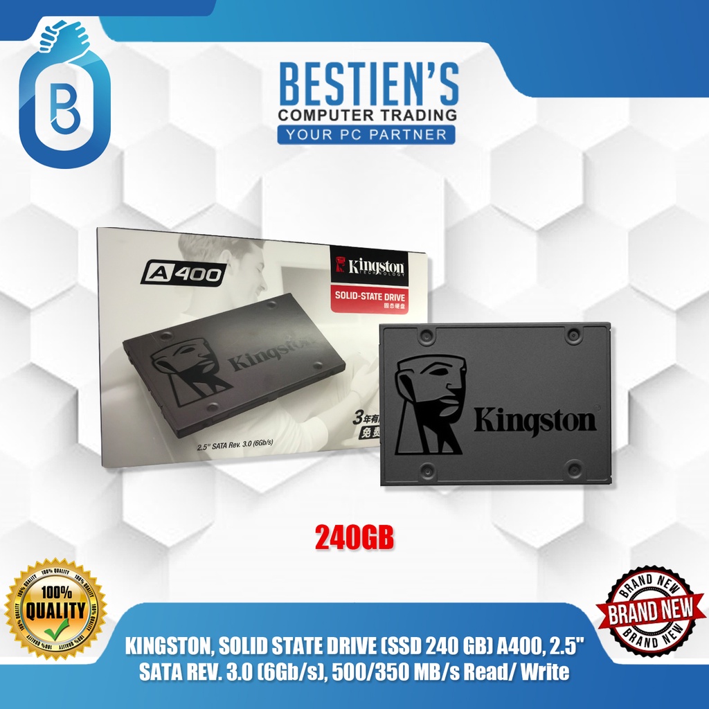 KINGSTON, SOLID STATE DRIVE (SSD 240GB) A400, 2.5", SATA REV. 3.0 (6Gb ...