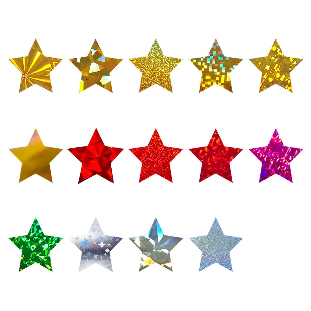 1 Rolls 500pcs 1 Inch Bright Color stickers Pentagram Stickers Diameter ...