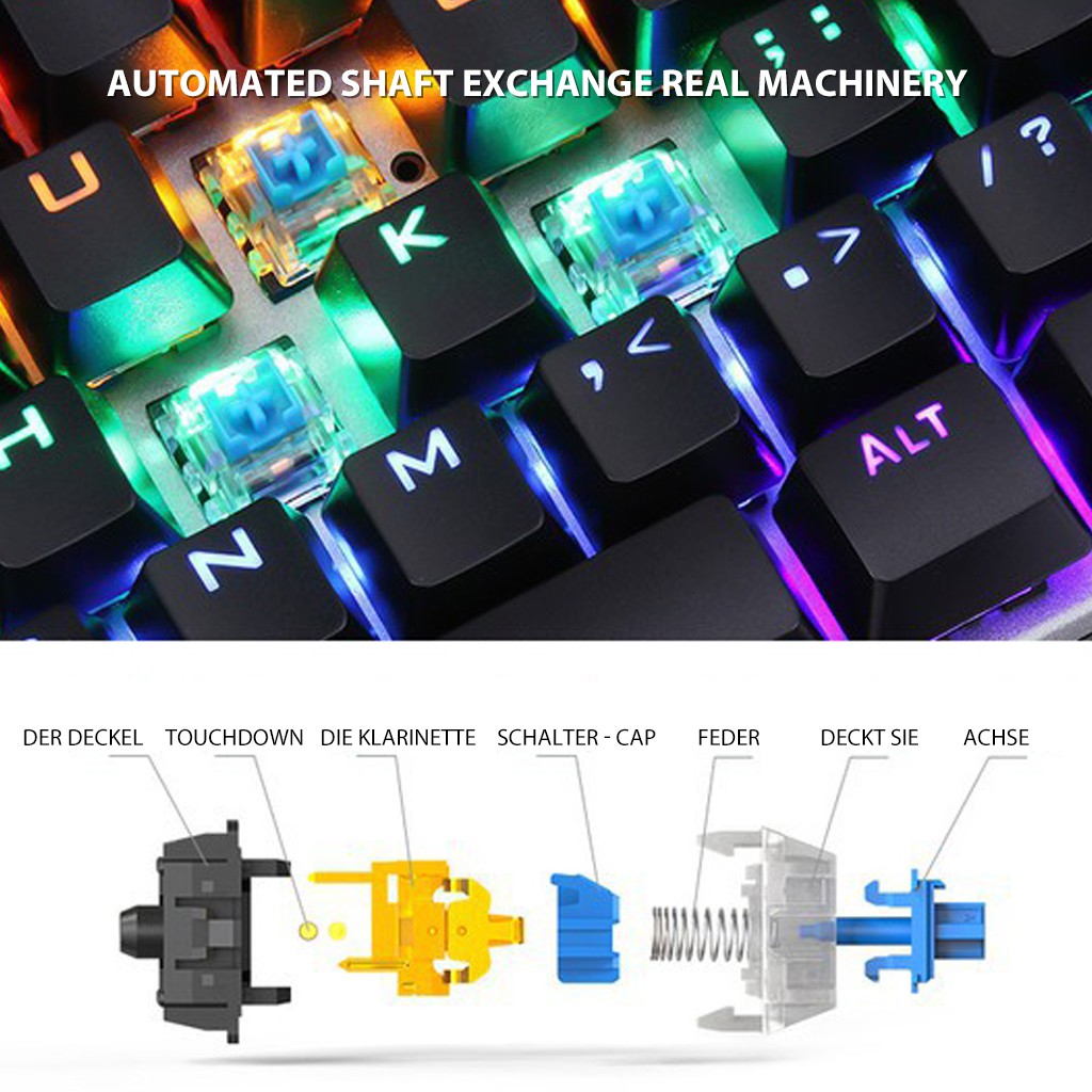 V2S KM300 Keyboard and Mouse Set LED Rainbow RGB Backlight Office Wired ...