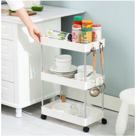 4 Layer Gap Kitchen Storage Rack Slim Slide Tower Movable Assemble ...