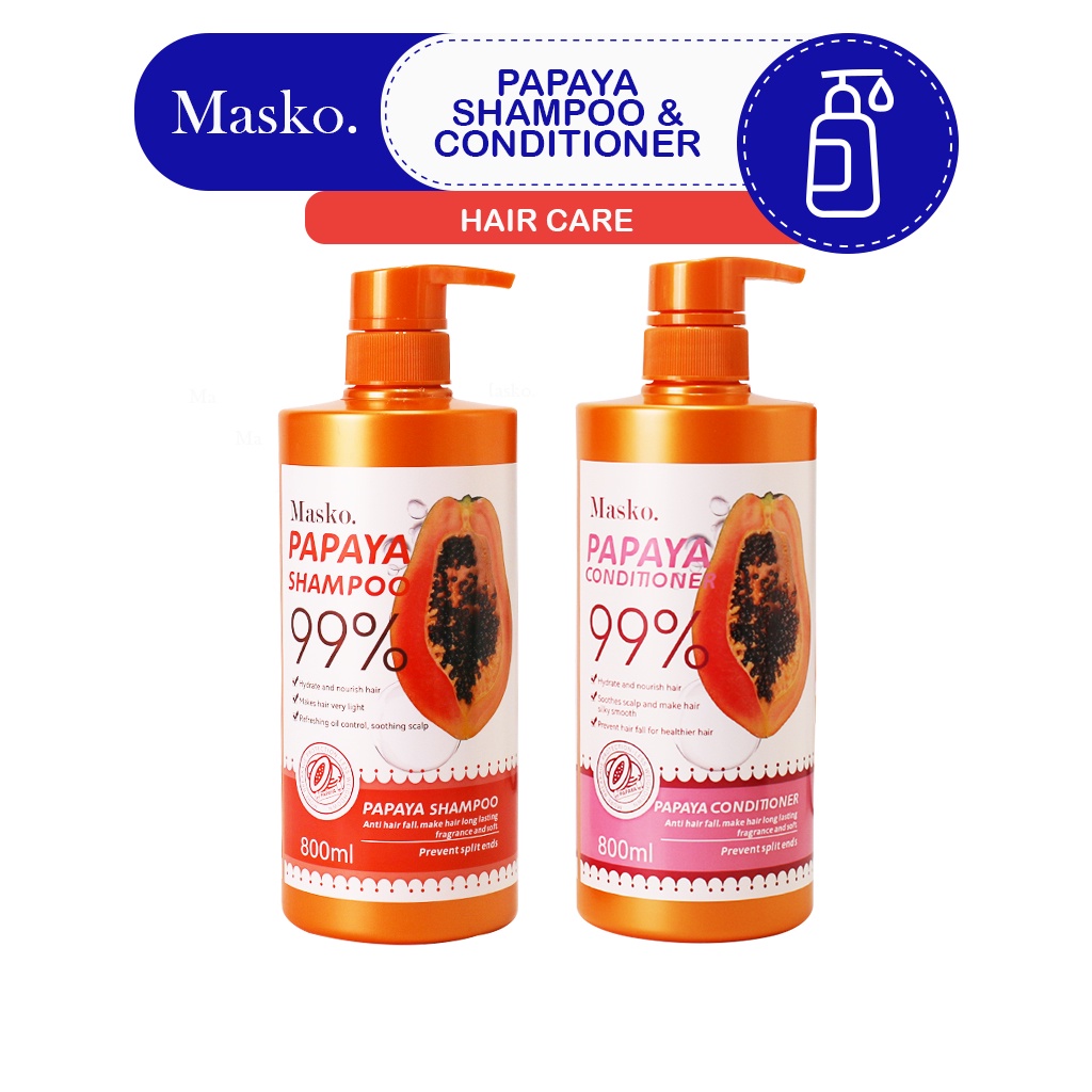 Masko. New Papaya Extract Shampoo and Conditioner Hair Moisturizer Anti ...