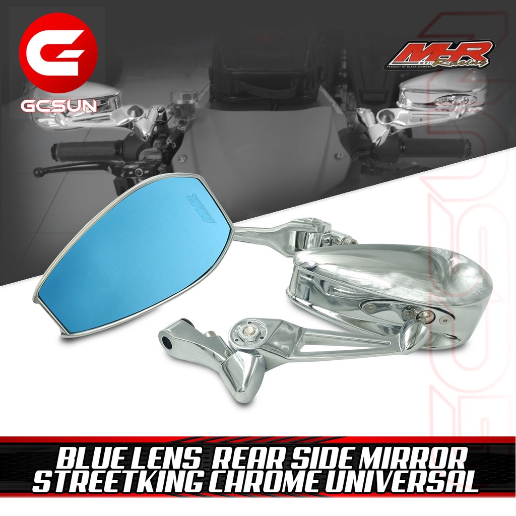 MHR BLUE LENS REAR SIDE MIRROR STREET KING CHROME UNIVERSAL - GCSUN ...