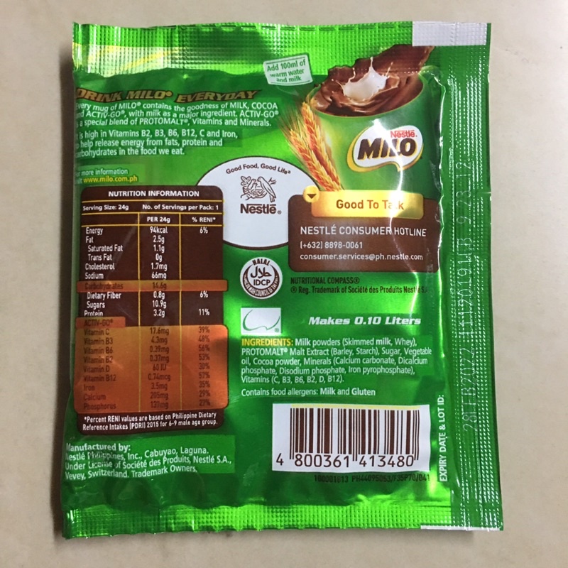 Milo Sachet Nutrition Facts | Besto Blog