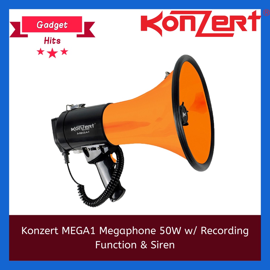 Konzert MEGA1 Megaphone 50W w/ Recording Function & Siren | Shopee ...