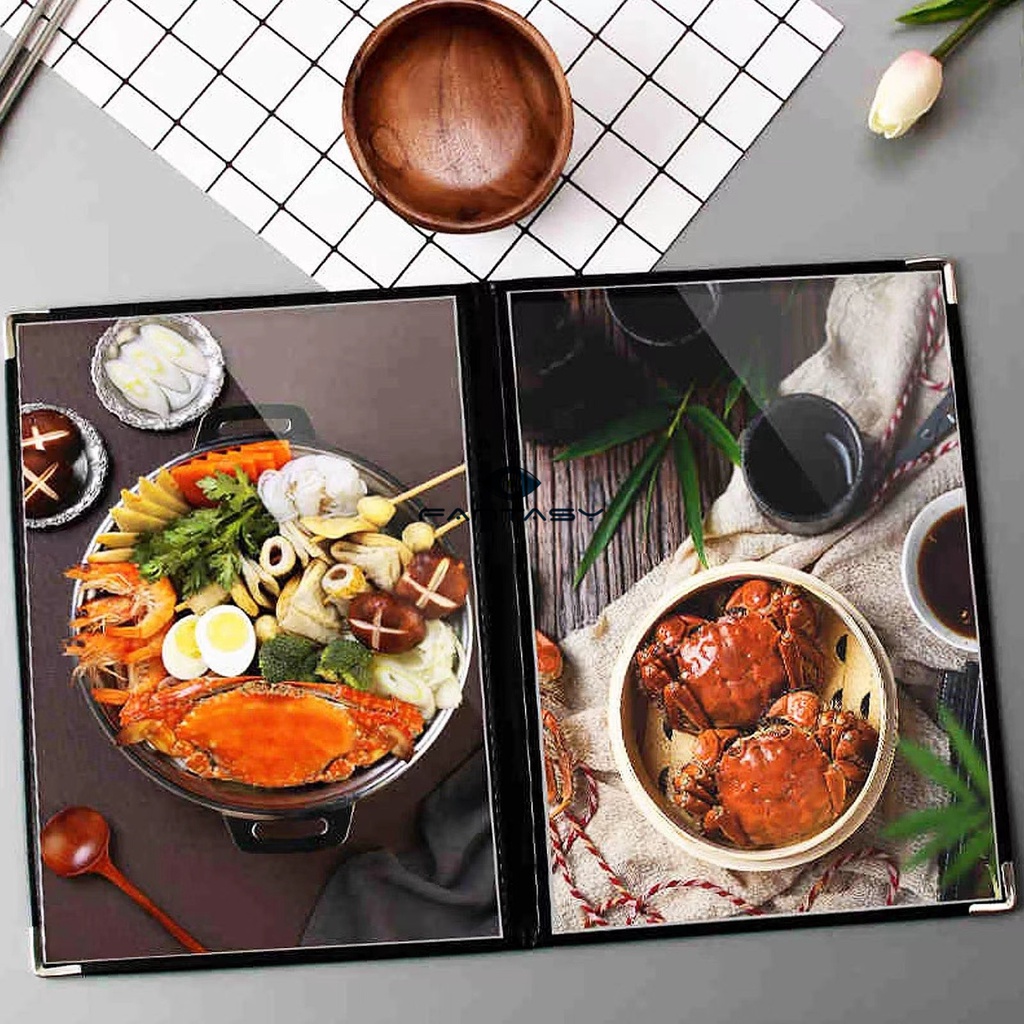 2 Pages 4 Faces A4 Transparent Menu Covers Restaurant Menu Folder Menu ...