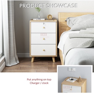 LIVING three-layer drawer with lock bedside table side table bedroom ...