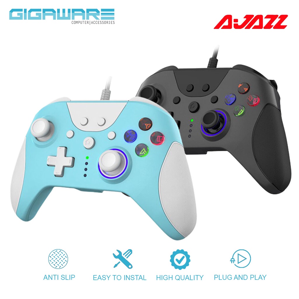 Ajazz AG110 Wired PC Game Controller Gamepad Joystick Dual Vibration for Windows PC Nintendo ...