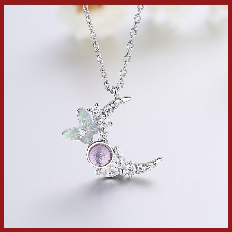 Moonstone Butterfly Moon Necklace New Women | Shopee Philippines