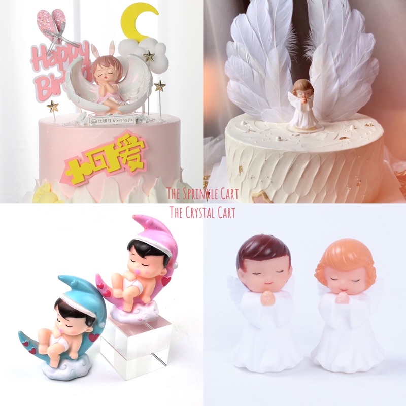 Angel Cake Topper Happy Christening Baptism Baby Wings Cake Topper Decoration Baby Theme SHD ...