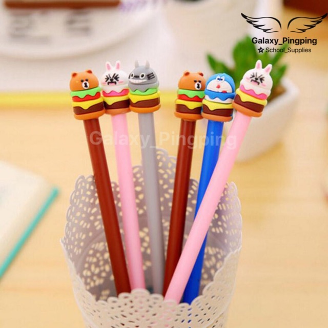 Mixed Characters Burger Black Ink Gel Pens (12pcs) | Shopee Philippines