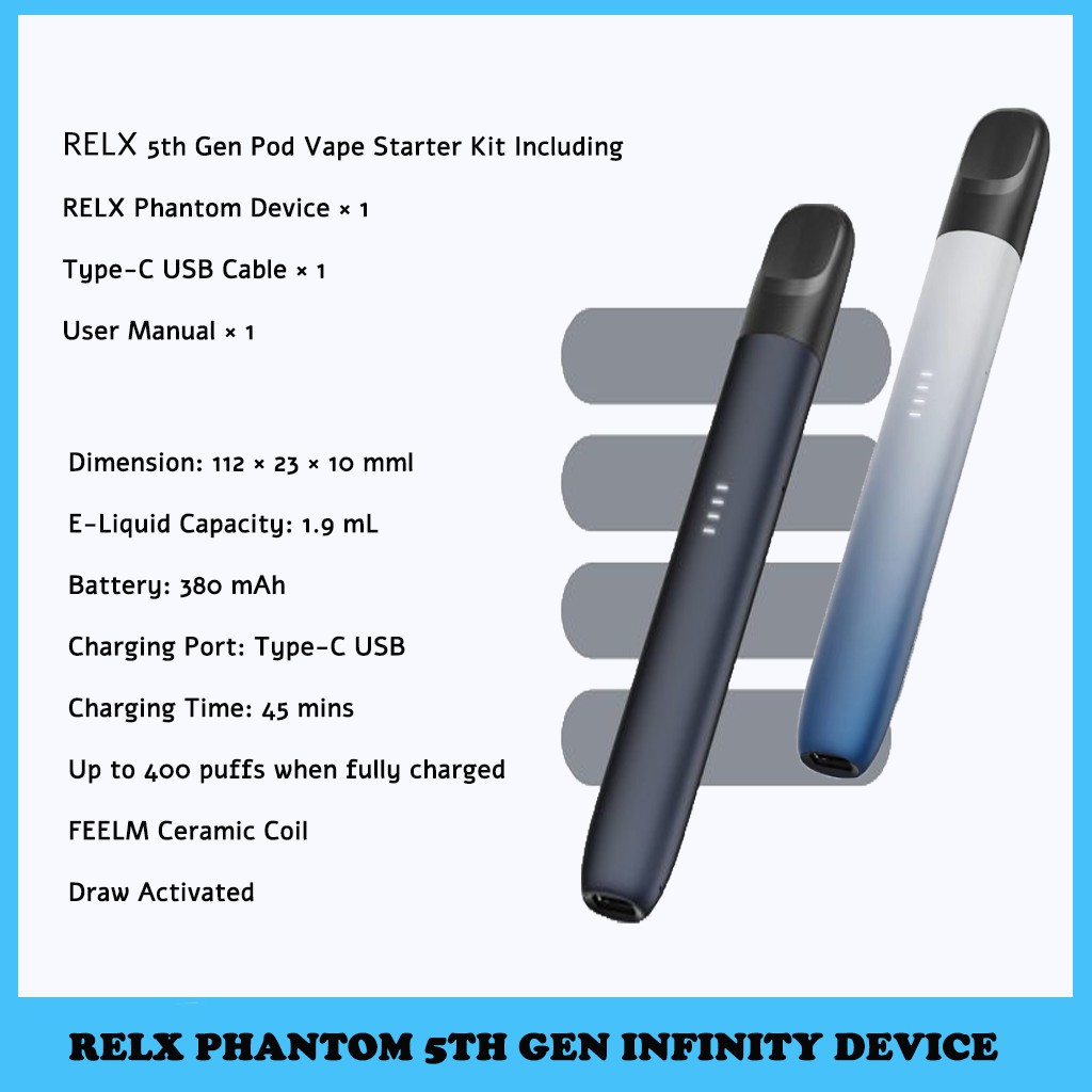 Original Relx Phantom 5th Gen Device Kit Relx Veex Pods Compatible on ...