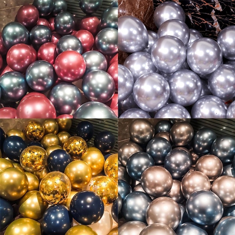 Hot 10 Pieces 5 Inch Metallic Latex Balloons Metallic Gold Confetti ...